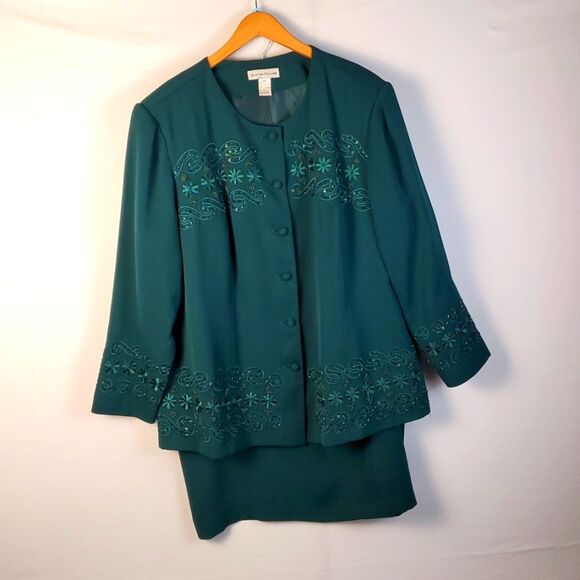Justin Taylor | Skirts | Justin Taylor Teal Green Beaded Embroided 2pc ...